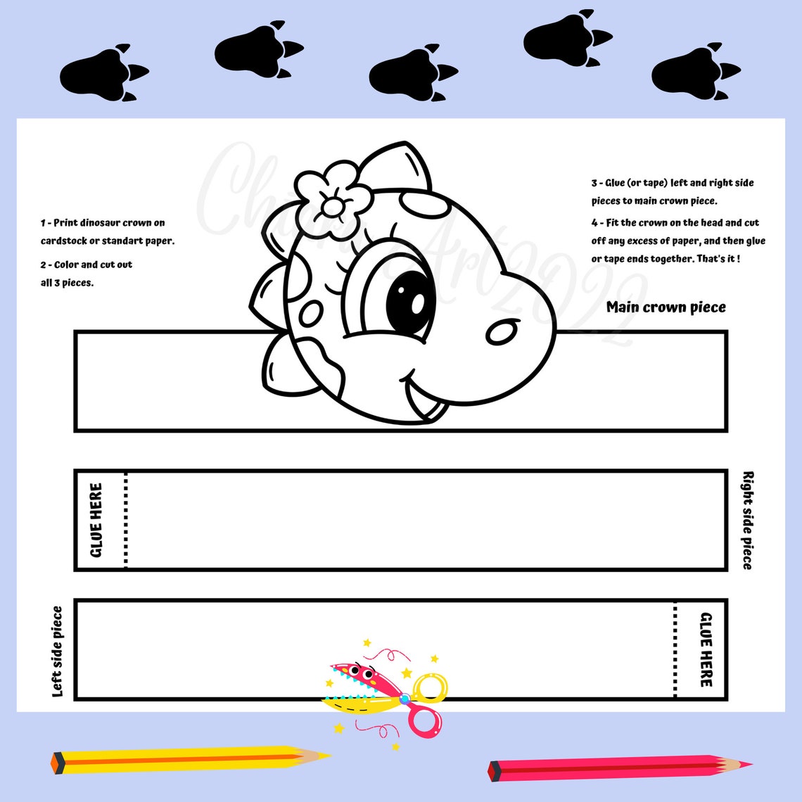 Dinosaur Paper Crown for Kids, Dinosaur Birthday Decor, Dinosaur Party ...