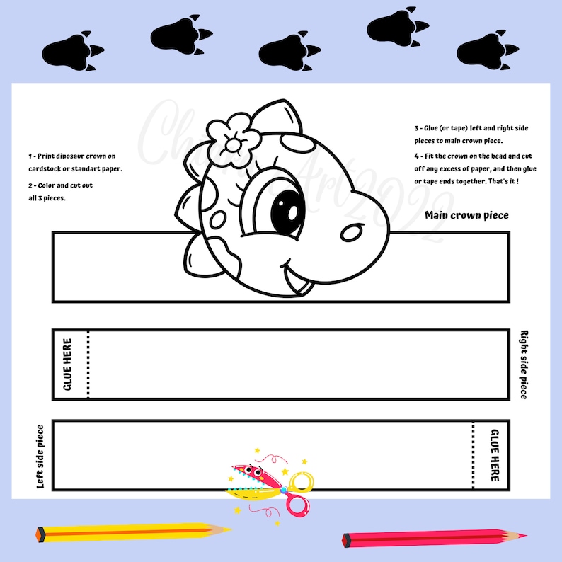 Dinosaur Paper Crown for Kids, Dinosaur Birthday Decor, Dinosaur Party ...