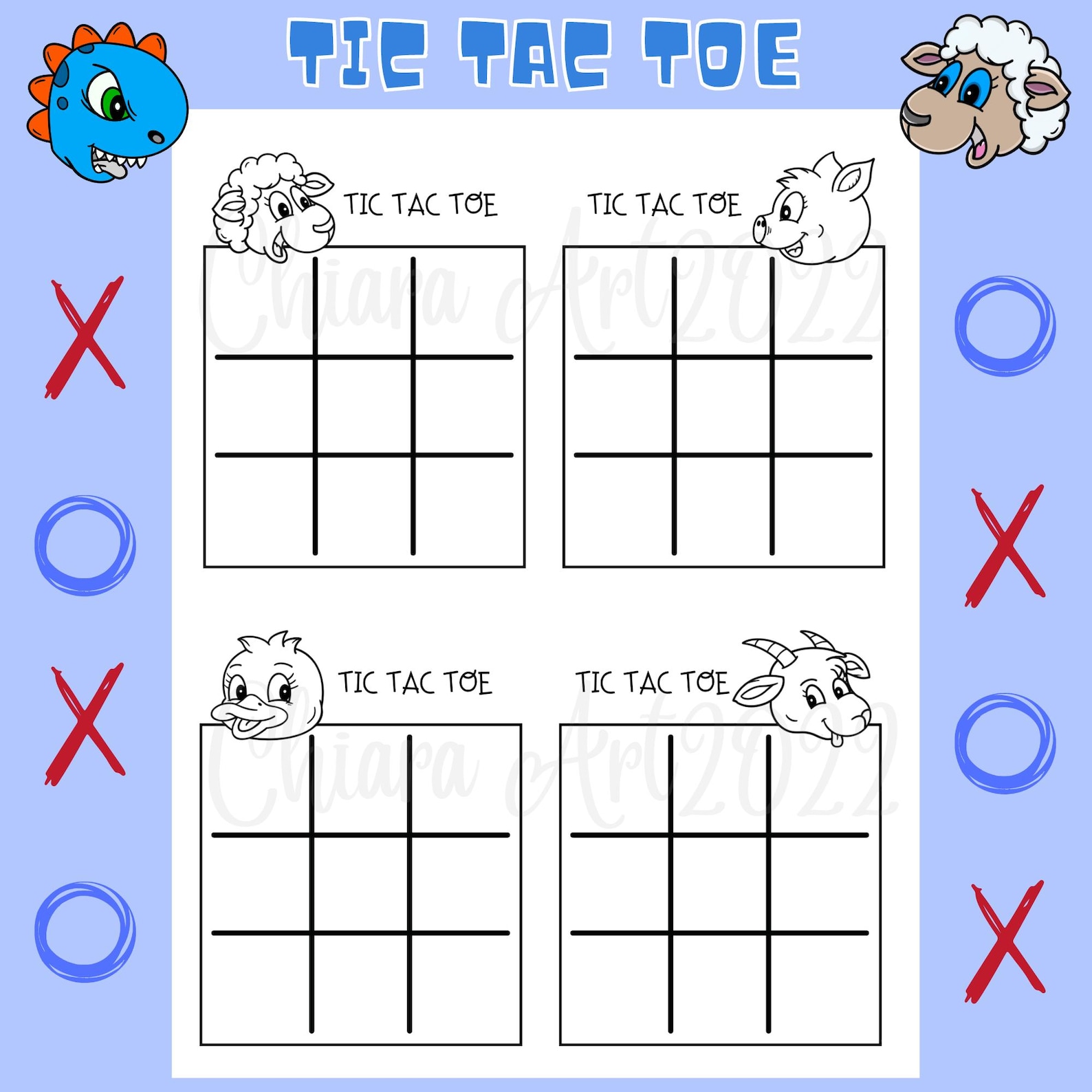 Tic Tac Toe Game Printable, Farm Animal Tic Tac Toe Preschool & Up ...