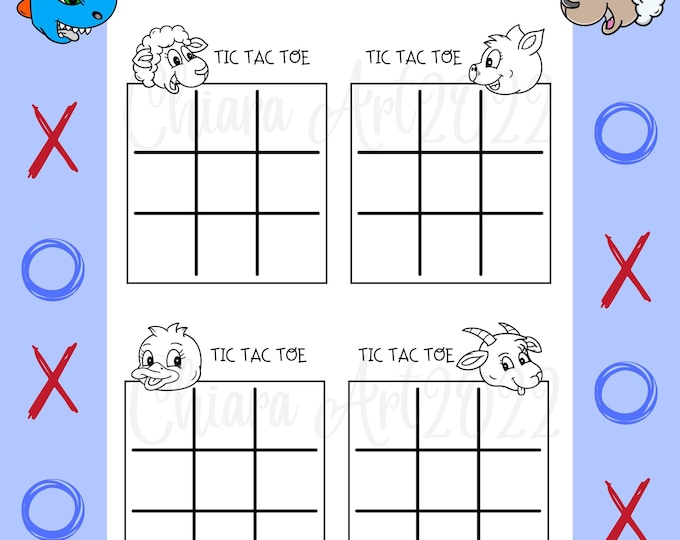 Farm Animals Tic Tac Toe Game: Printable Kids Learning Activity (PDF ...