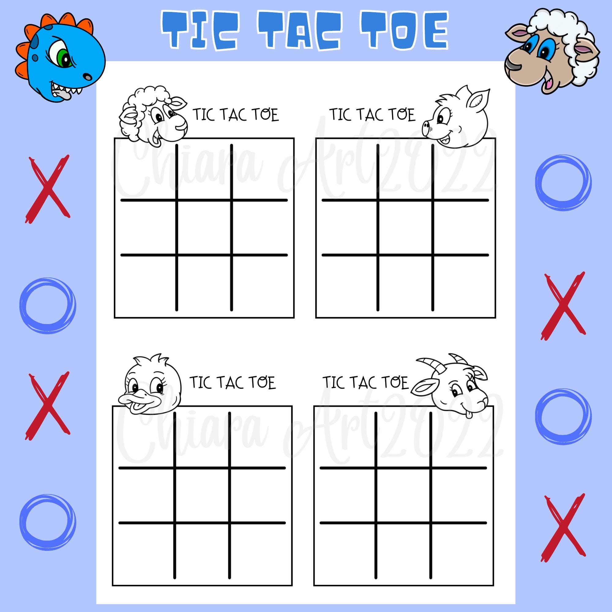 Tic Tac Toe Game Printable, Farm Animal Tic Tac Toe Preschool & Up ...