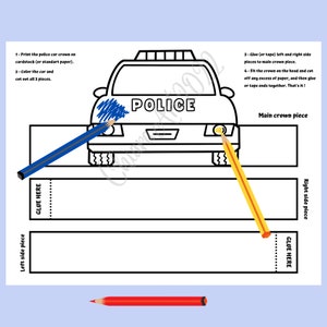 Police Car Paper Crown for Kids, Police Party Printable, Police Themed ...