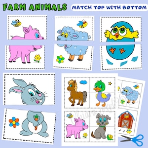 Farm Animal Matching Game Preschool, Farm Activity for Kindergarten ...