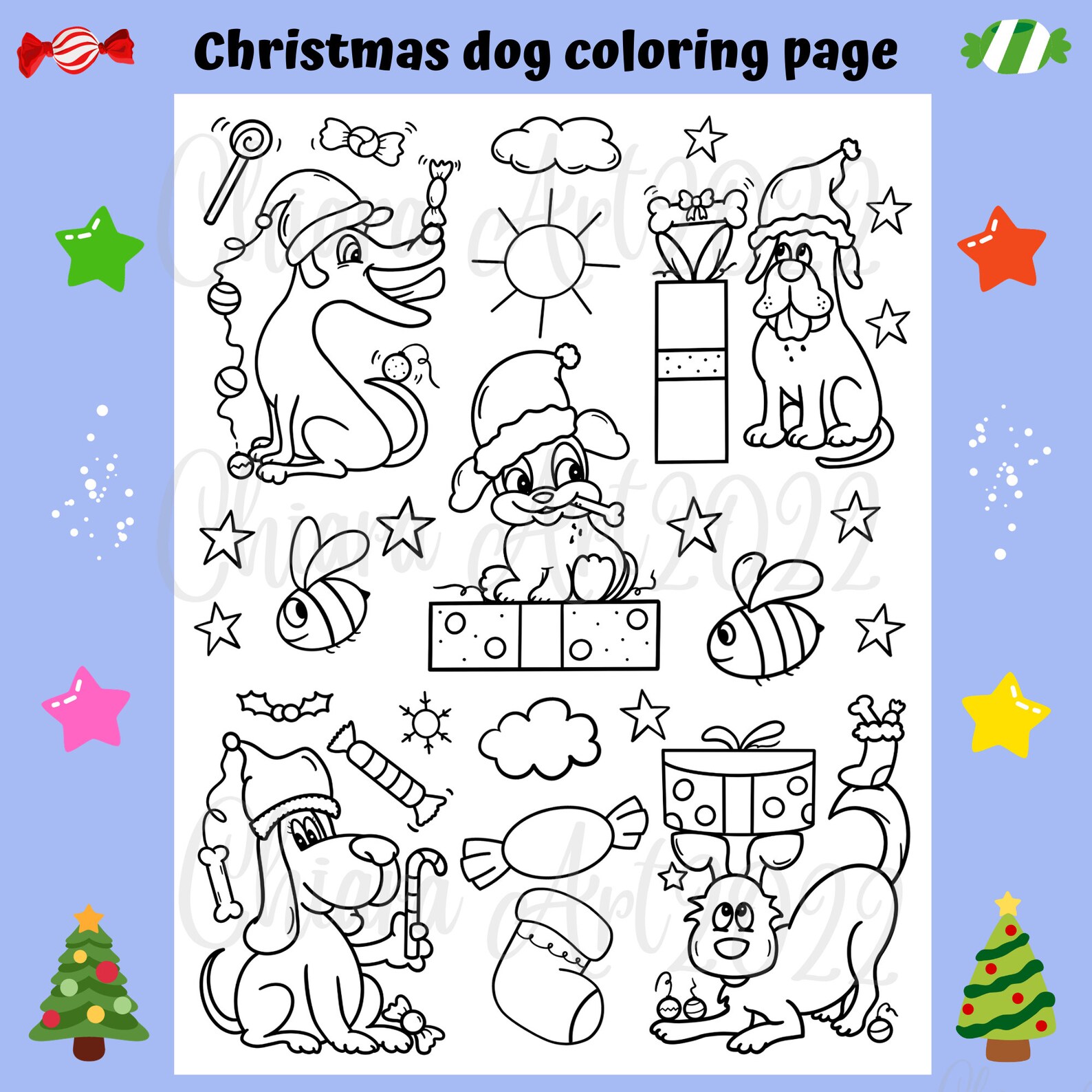 Easy Christmas Doodle Coloring Pages for Kids and Adults, Cute ...