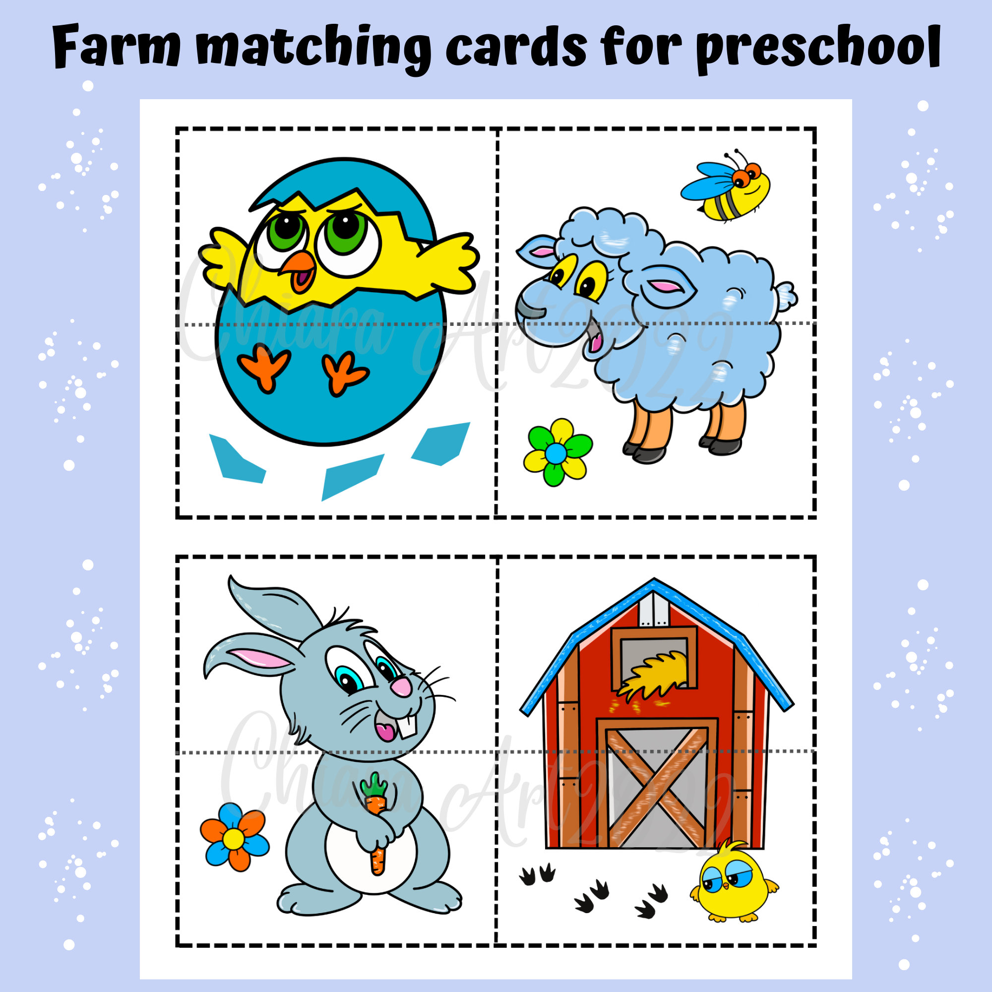 Farm Animal Matching Game Preschool, Farm Activity for Kindergarten ...