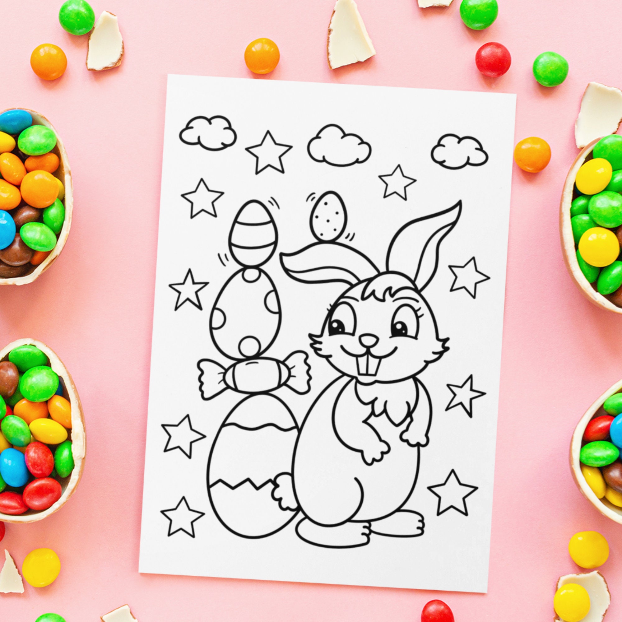 Easter Coloring Pages for Kids Printable, Fun Easter Bunny Coloring ...