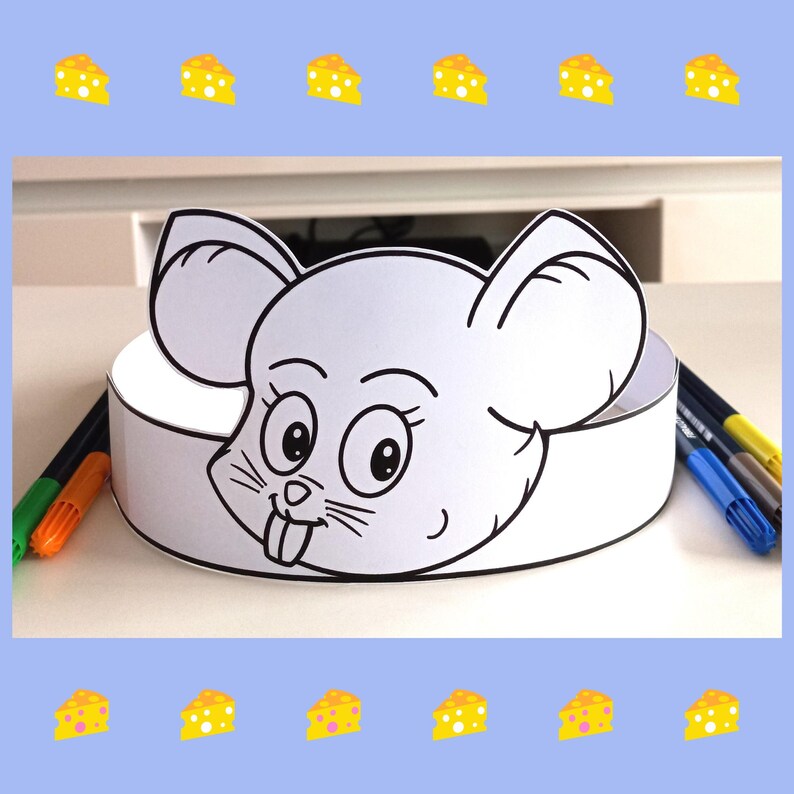 Mouse Paper Crowns Printable, Mouse Paper Hat DIY, Mouse Headband ...