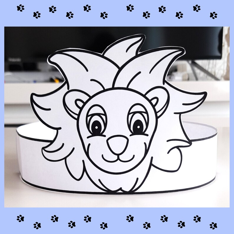 Lion Paper Crown for Kids Printable Lion Birthday Decoration - Etsy