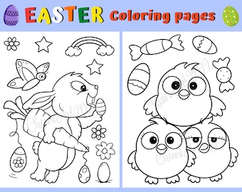 Easter Coloring Pages for Kids Printable, Fun Easter Bunny Coloring ...