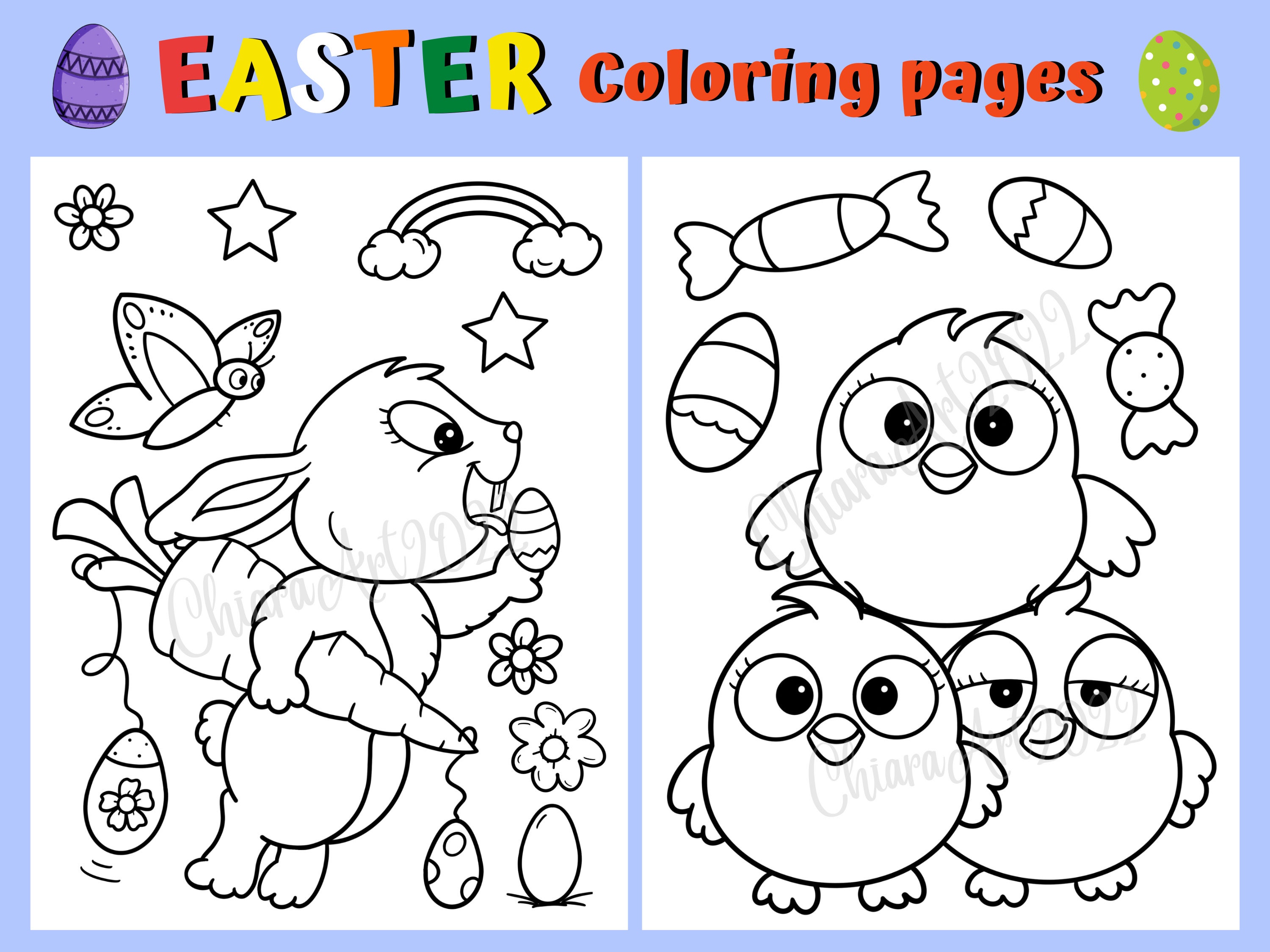 Easter Coloring Pages for Kids Printable, Fun Easter Bunny Coloring ...