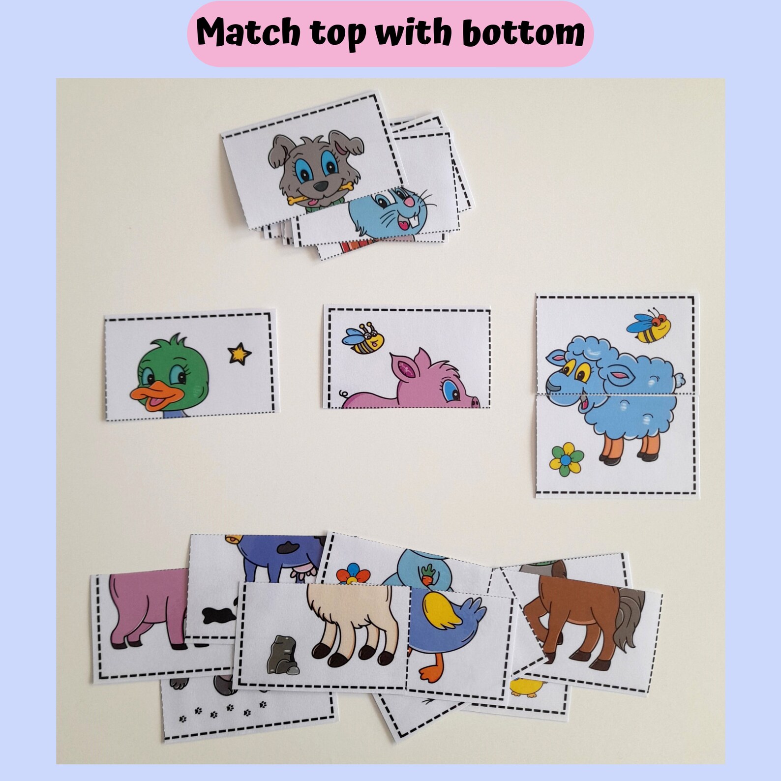 Farm Animal Matching Game Preschool, Farm Activity for Kindergarten ...
