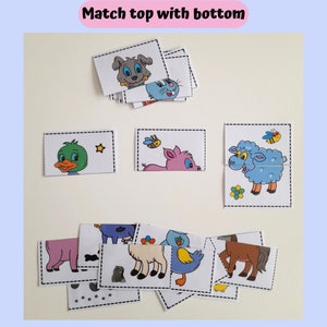Farm Animal Matching Game Preschool, Farm Activity for Kindergarten ...