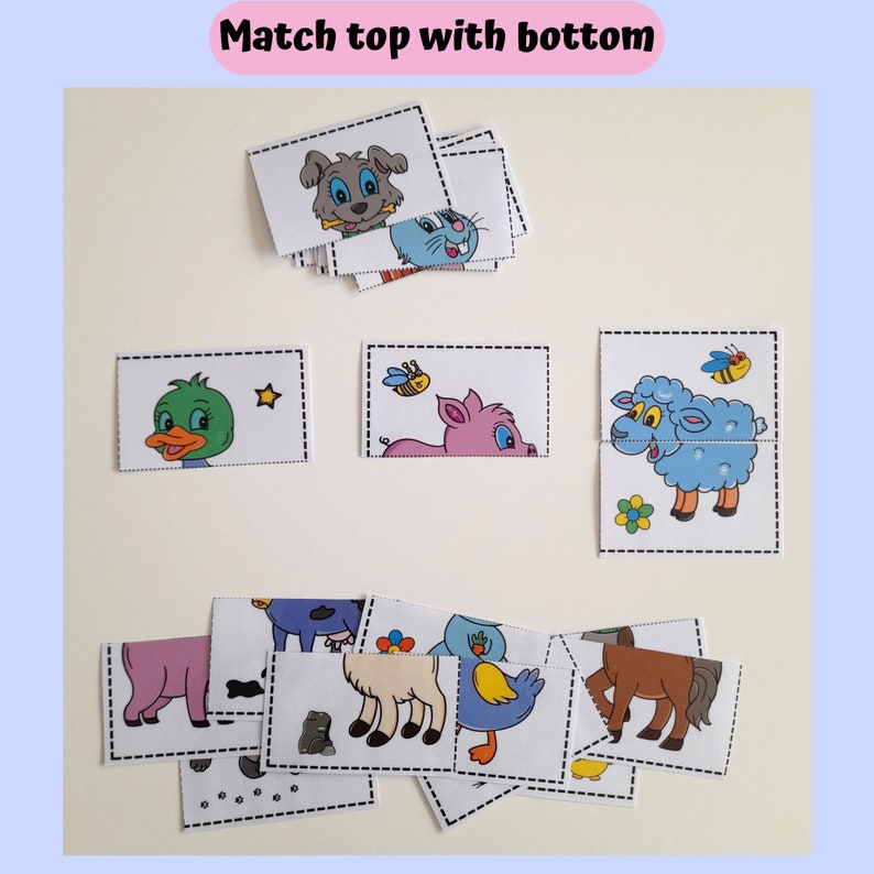 Farm Animal Matching Game Preschool, Farm Activity for Kindergarten ...