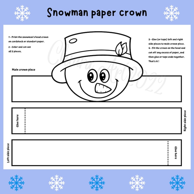 Christmas Paper Crowns Printable, Snowman Paper Headband, Gingerbread ...