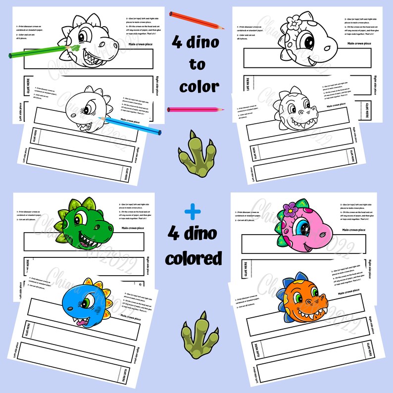 Dinosaur Paper Crown for Kids, Dinosaur Birthday Decor, Dinosaur Party ...