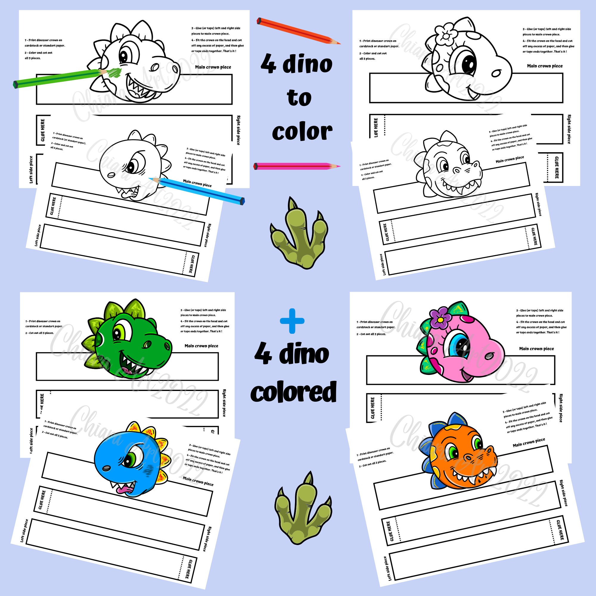 Dinosaur Paper Crown for Kids, Dinosaur Birthday Decor, Dinosaur Party ...