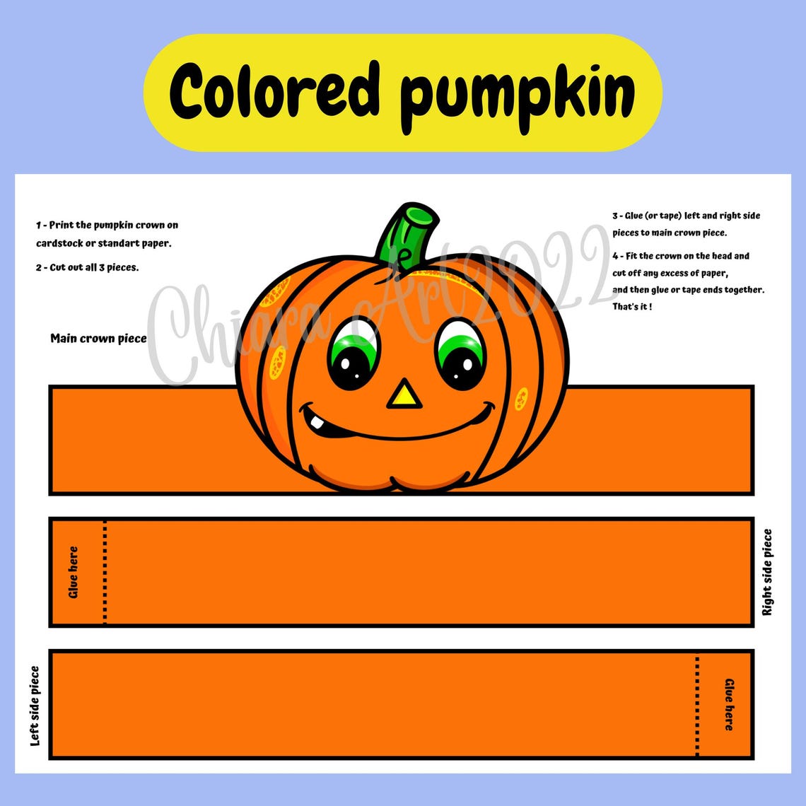 Pumpkin Paper Crown Printable, Halloween Paper Hat DIY, Autumn Paper ...