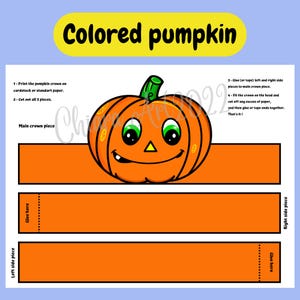 Pumpkin Paper Crown Printable, Halloween Paper Hat DIY, Autumn Paper ...