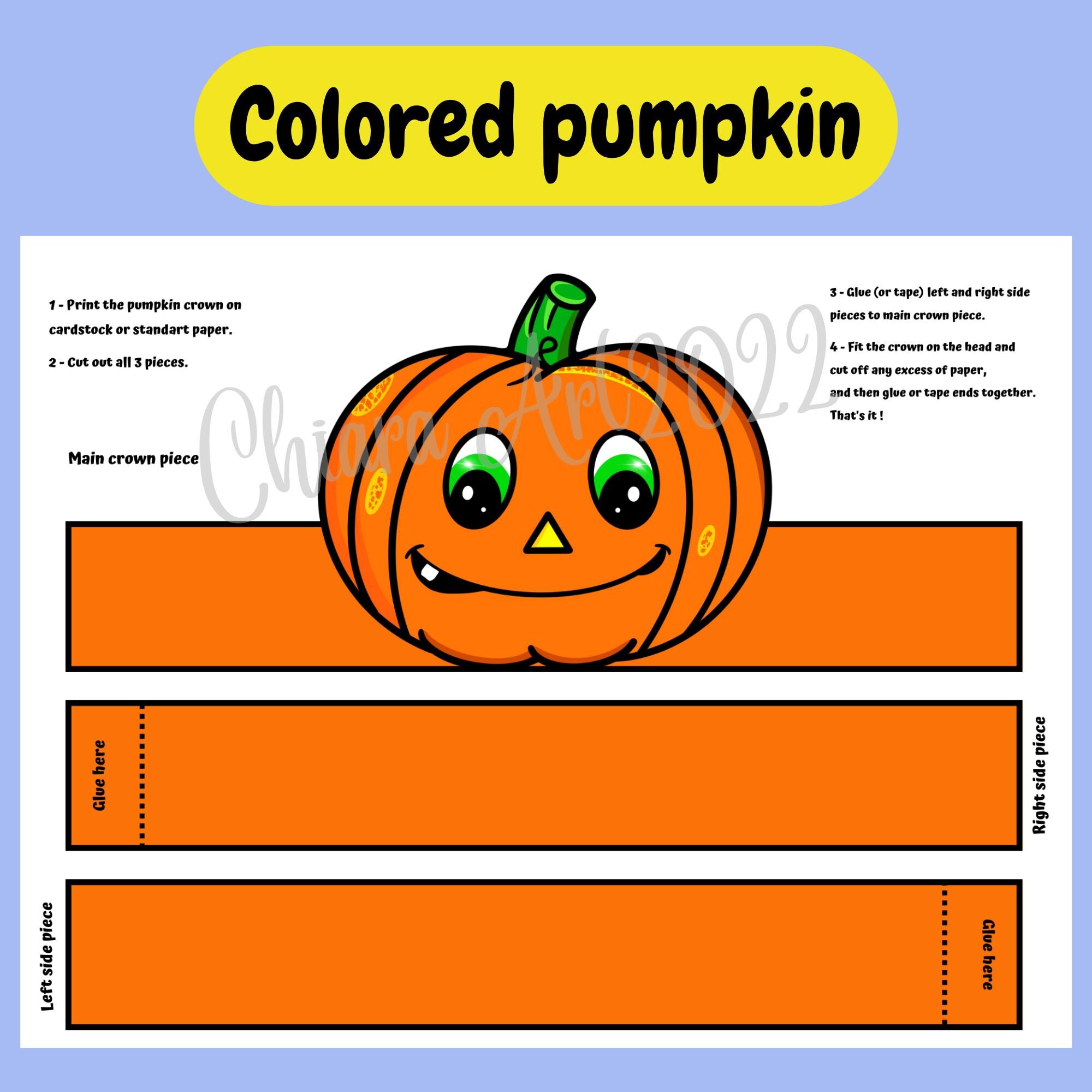 Pumpkin Paper Crown Printable, Halloween Paper Hat DIY, Autumn Paper ...