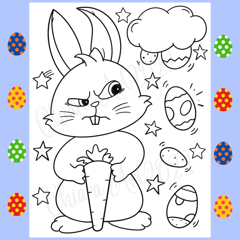 Easter Bunny Coloring Pages Preschool and Up, Funny Bunny Easter Eggs ...