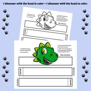 Dinosaur Paper Crown for Kids, Dinosaur Party Hats Printable, Dinosaur ...
