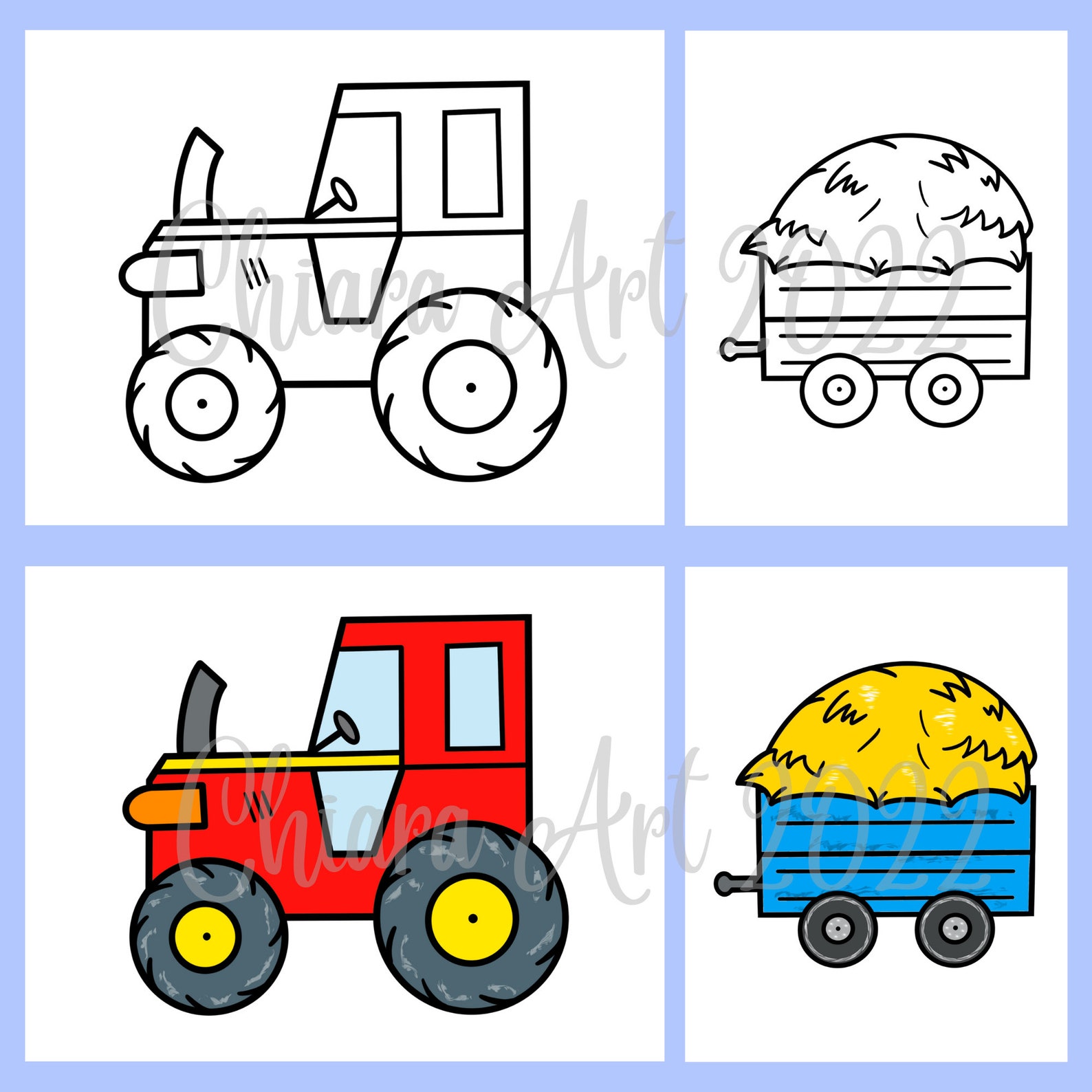 Tractor Cut and Paste Printable, Trailer Hay Craft, Farm Cut Out ...