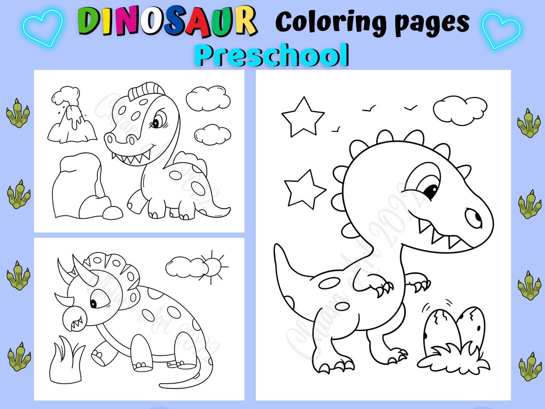 Dinosaur Coloring Pages Preschool, Dinosaur Eggs Nest Coloring for Kids ...