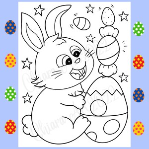 Easter Bunny Coloring Pages Preschool and Up, Funny Bunny Easter Eggs ...
