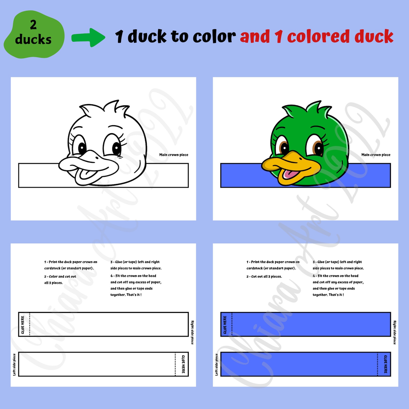 Duck Paper Crown Printable, Happy Duck Headband, Farm Animal Paper ...