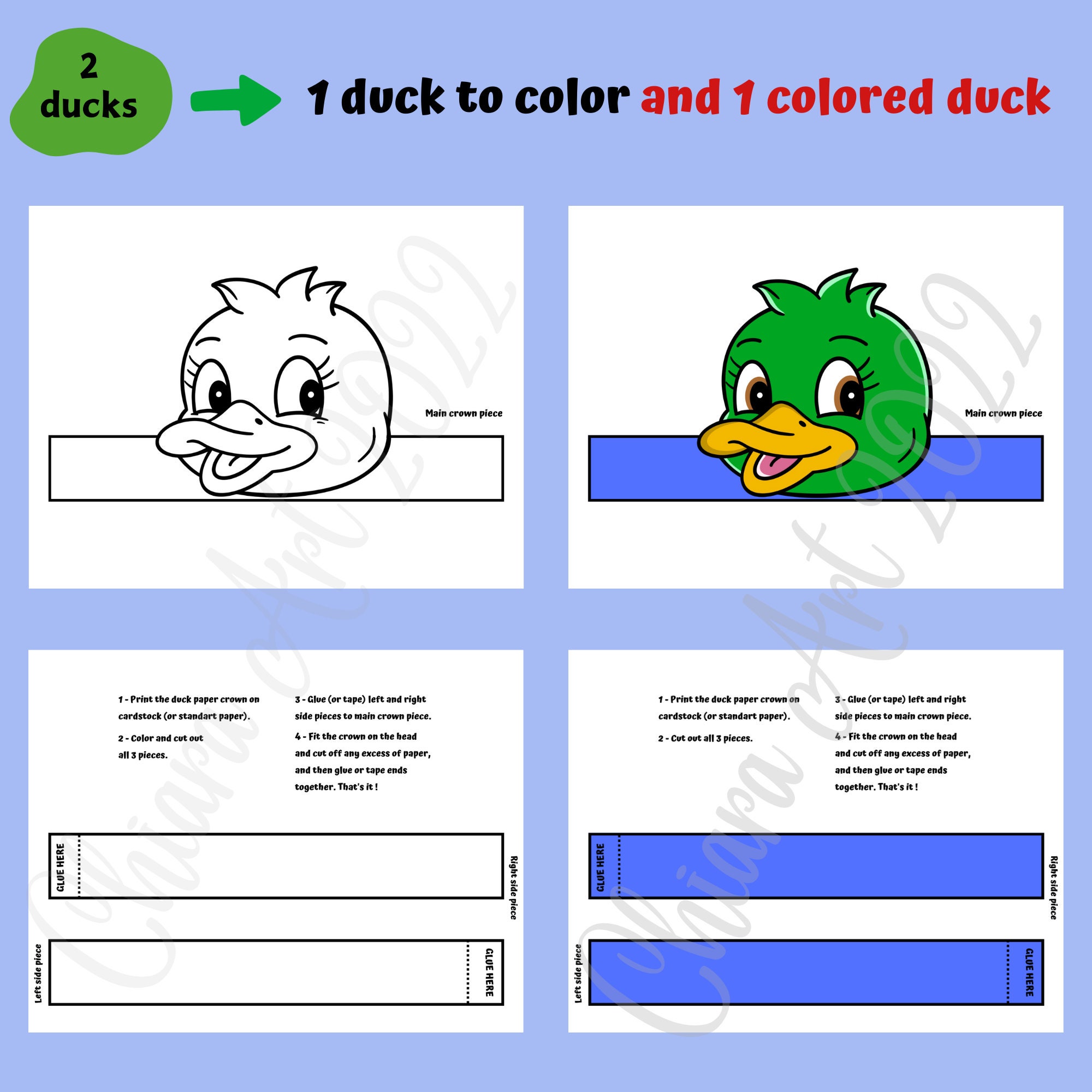 Duck Paper Crown Printable, Happy Duck Headband, Farm Animal Paper ...