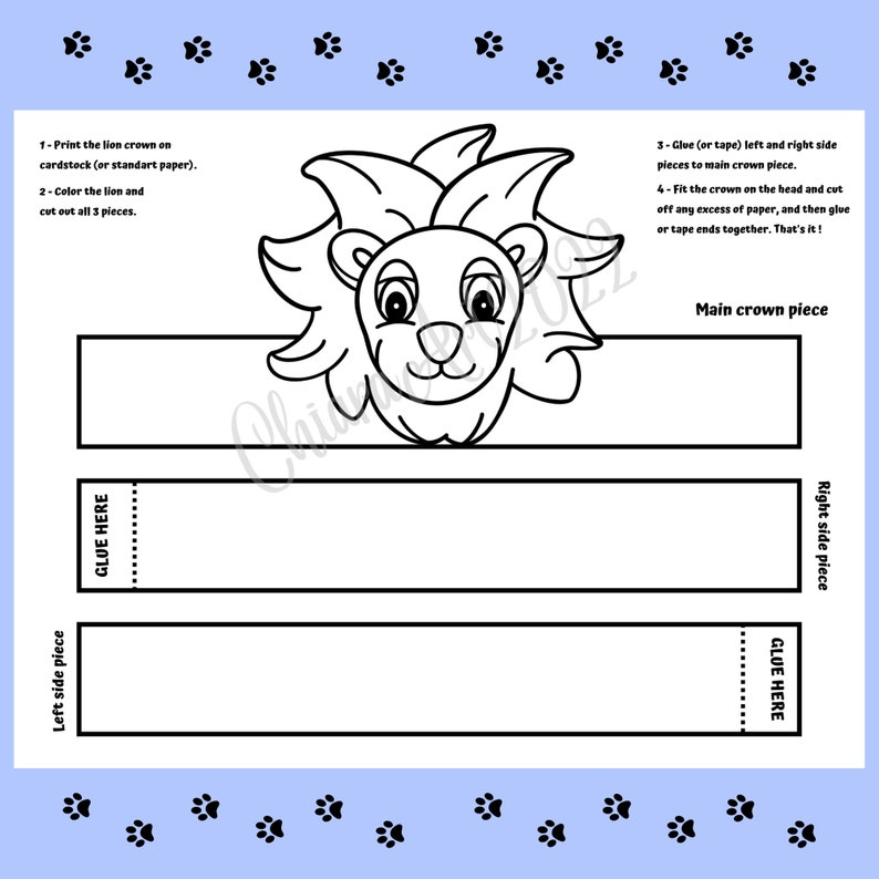 Lion Paper Crown for Kids Printable Lion Birthday Decoration - Etsy