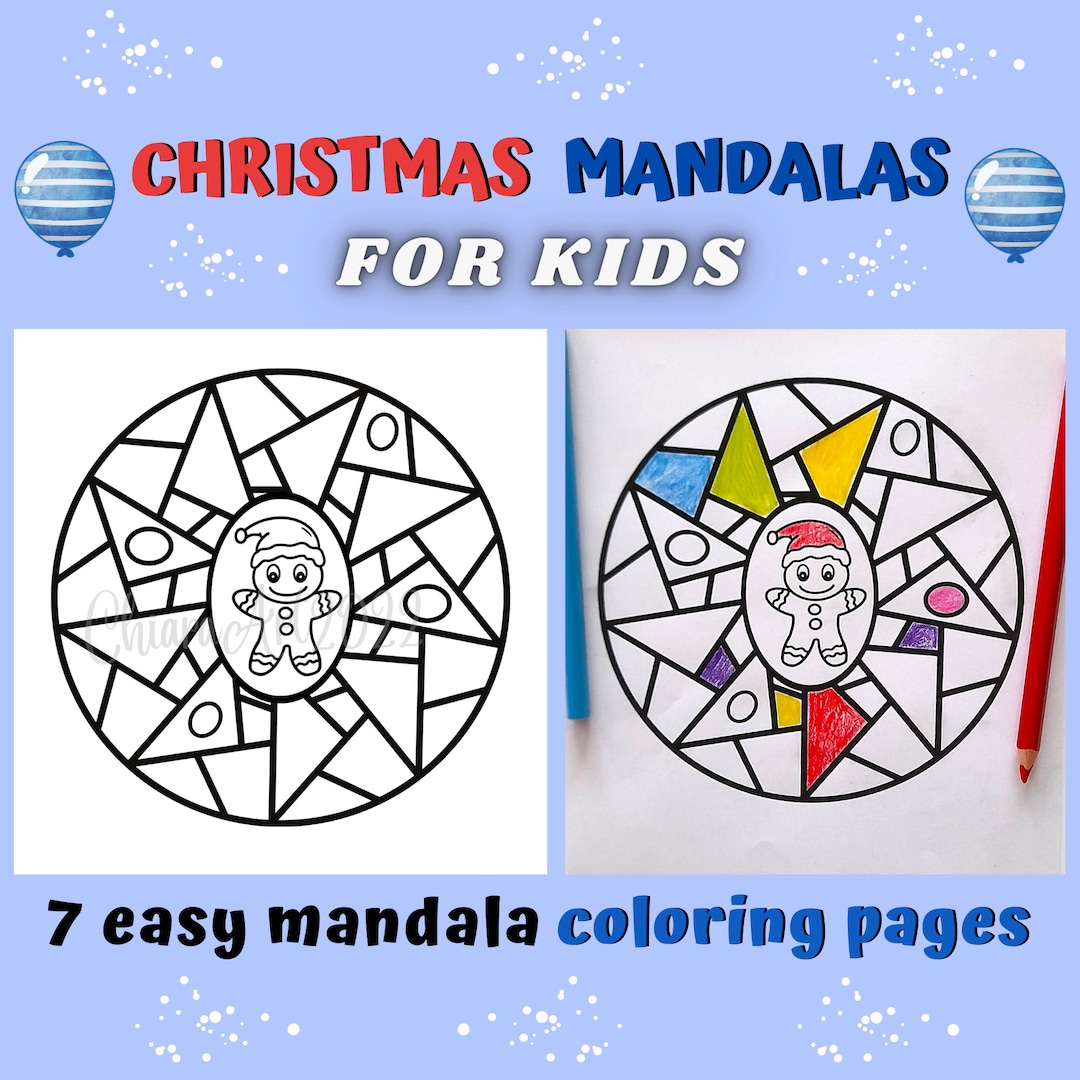Mandala de Navidad para colorear para imprimir para niños - Etsy España