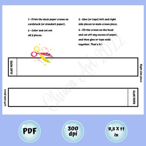 Duck Paper Crown Printable, Happy Duck Headband, Farm Animal Paper ...