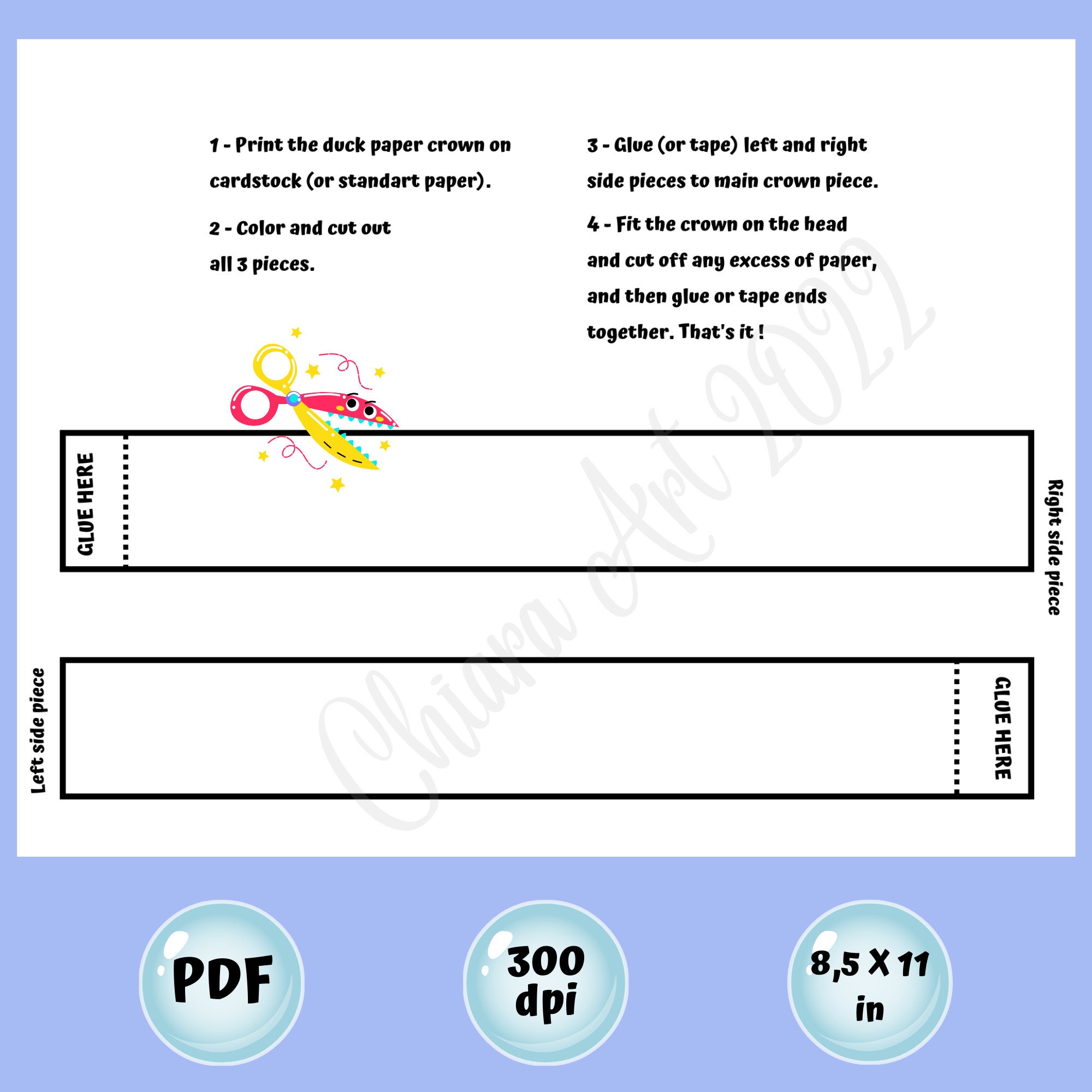 Duck Paper Crown Printable, Happy Duck Headband, Farm Animal Paper ...