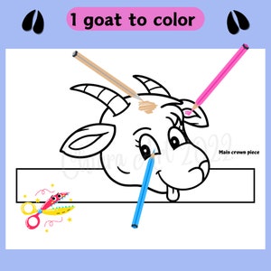 Goat Paper Crown for Kids Printable, Goat Party Hat for Preschool and ...