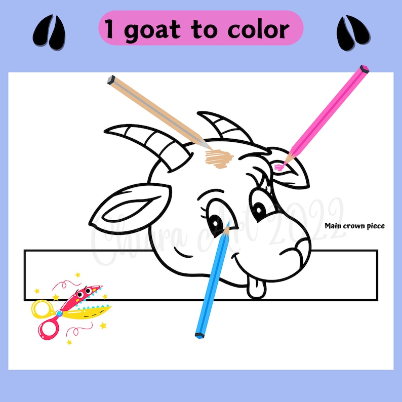 Goat Paper Crown for Kids Printable, Goat Party Hat for Preschool and ...
