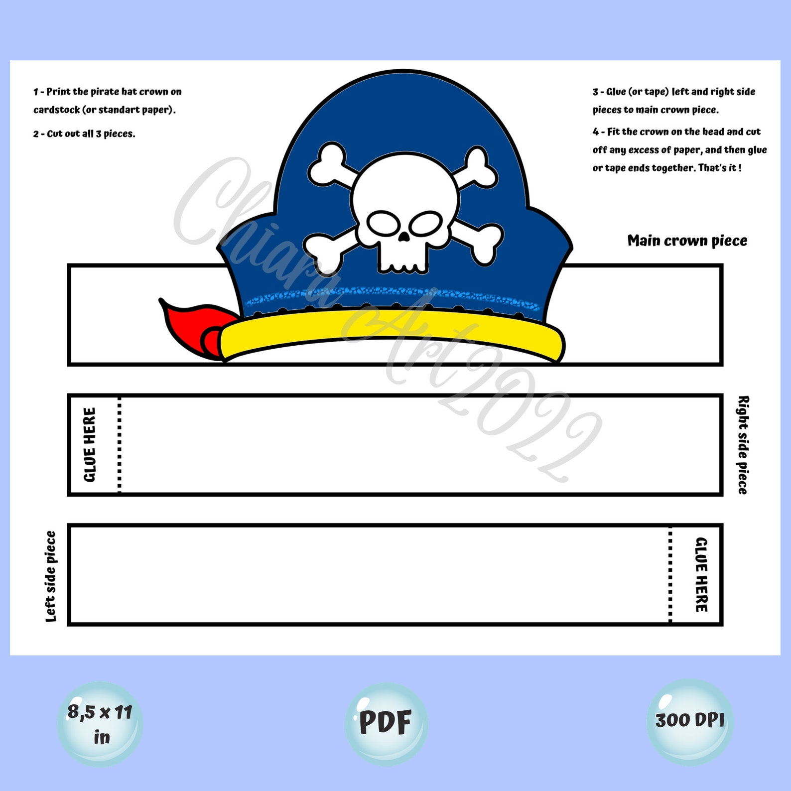 Pirate Hat Paper Crown for Kids, Pirate Birthday Decor, Pirate Party ...