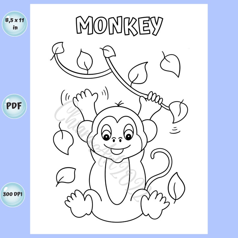 Safari Animal Coloring Pages for Kids Printable, Jungle Theme Birthday ...