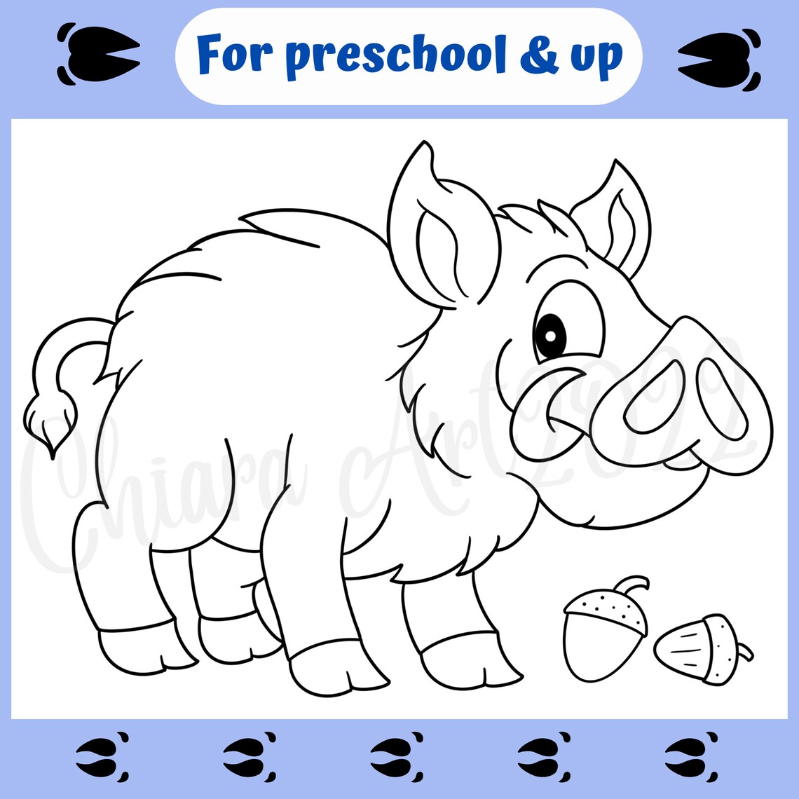 Wild Boar Coloring Pages for Preschool and Up, Wild Boar Easy Coloring ...