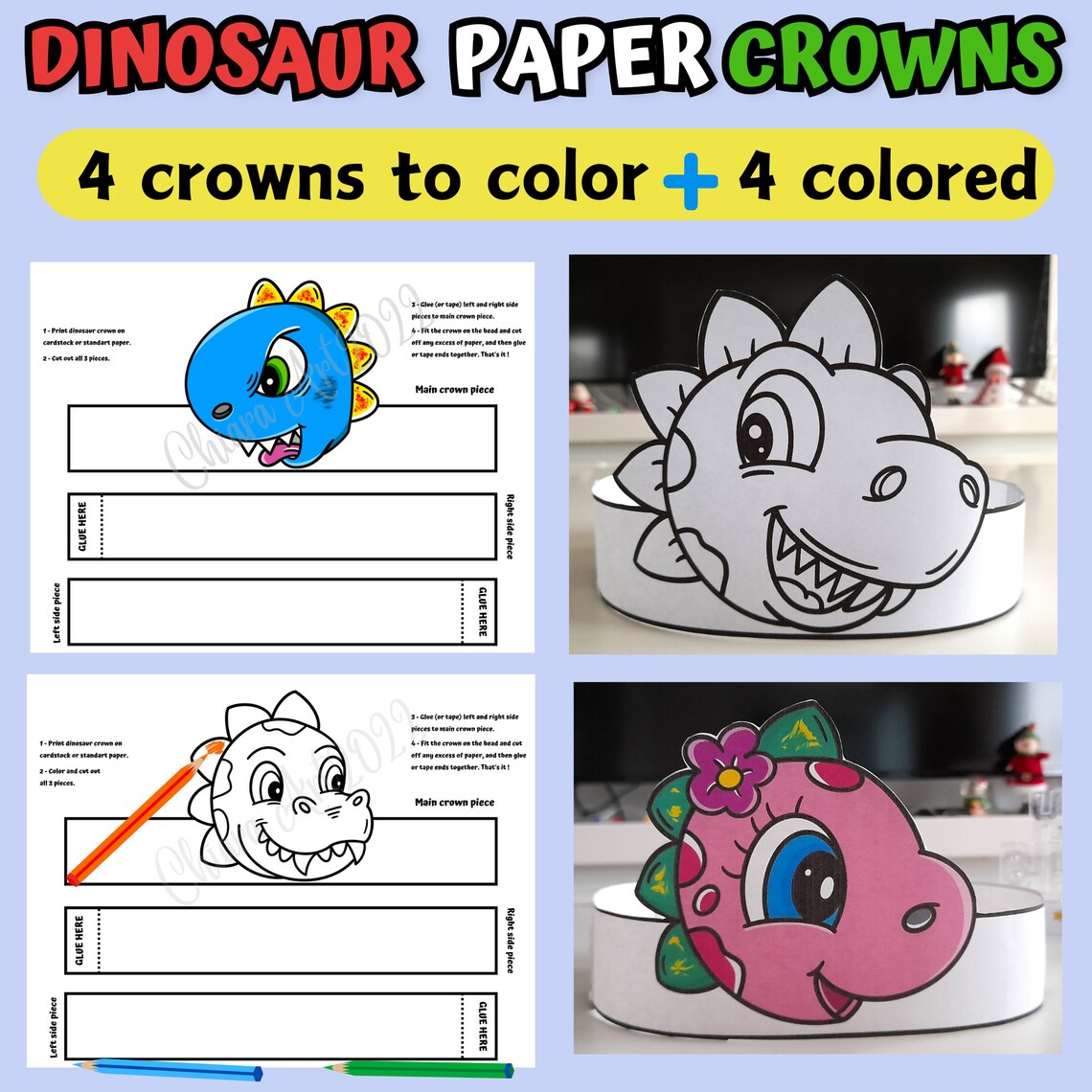 Dinosaur Paper Crown for Kids, Dinosaur Birthday Decor, Dinosaur Party ...
