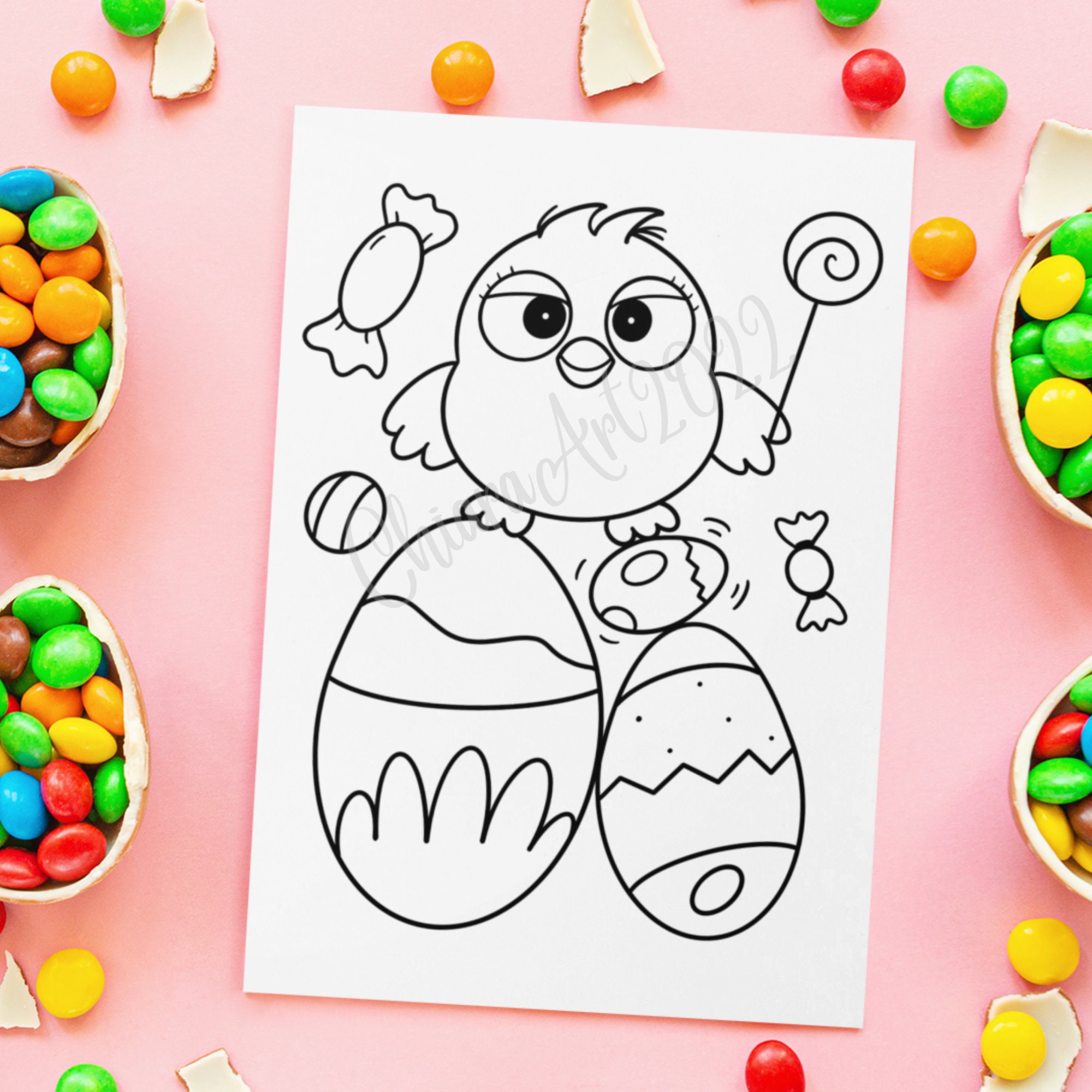 Easter Coloring Pages for Kids Printable, Easter Chick Coloring Page ...
