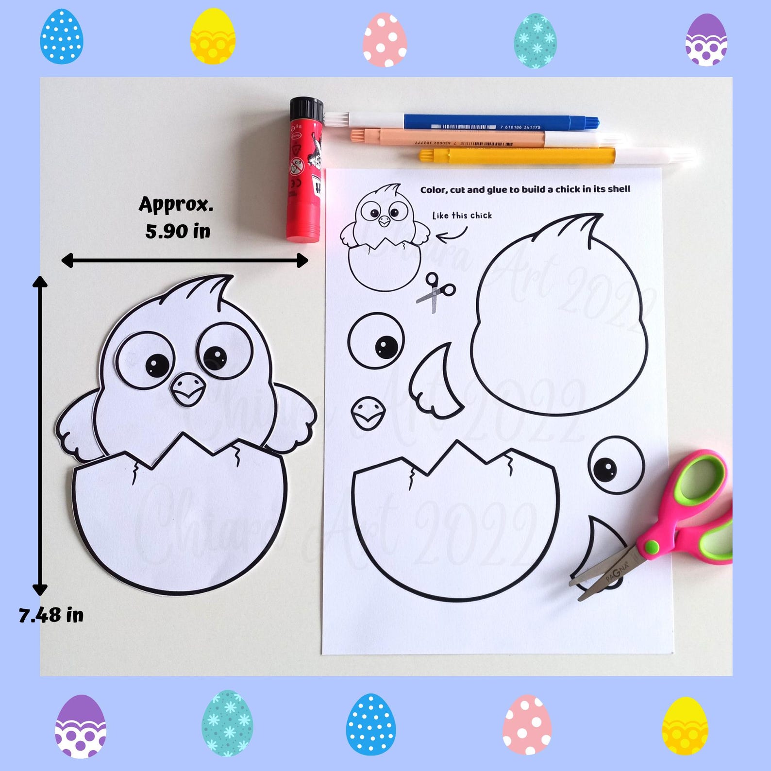Chick Cut and Paste Printable, Build a Chick in Its Eggshell Preschool ...