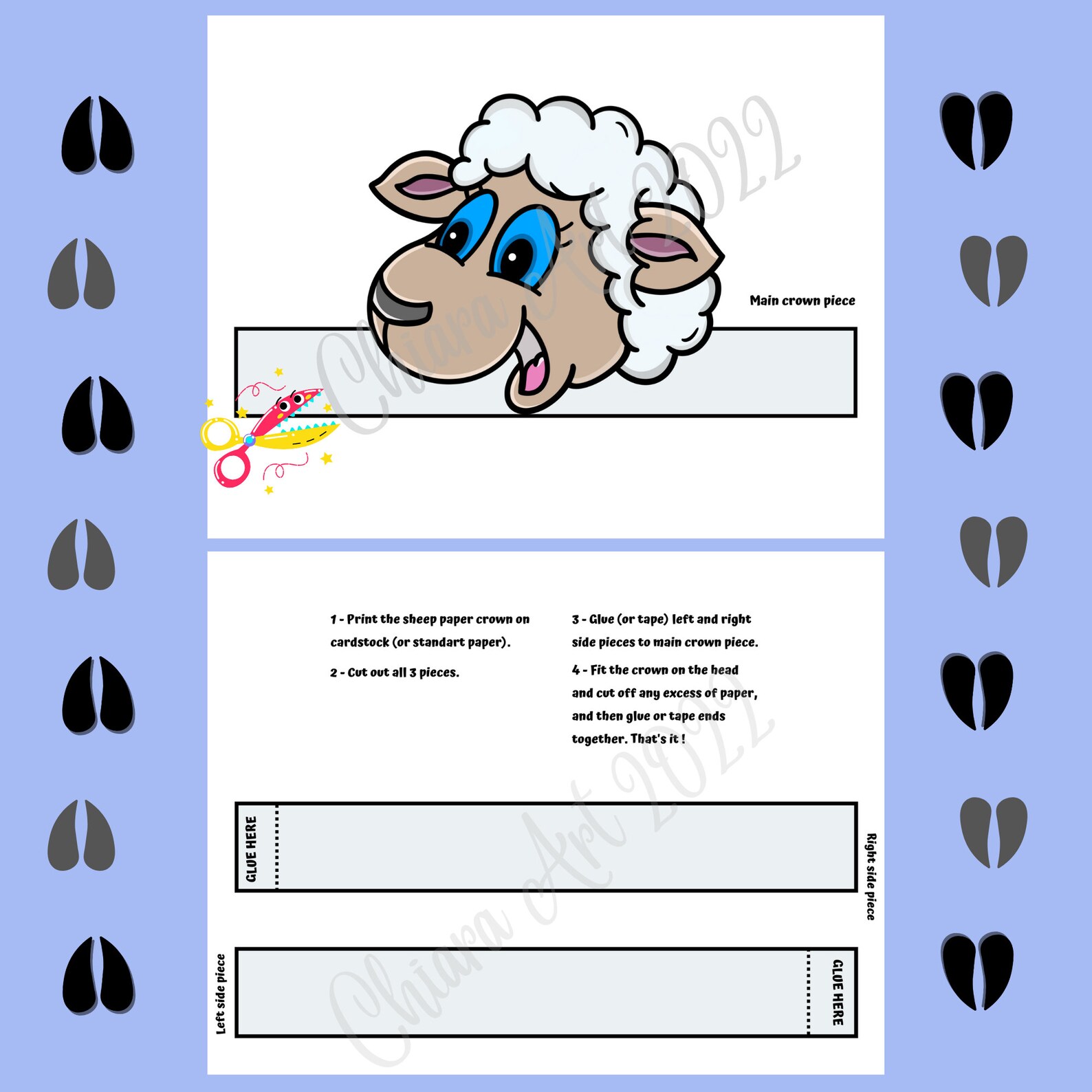 Sheep Paper Crown for Kids Printable, Sheep Party Hat Preschool & Up ...