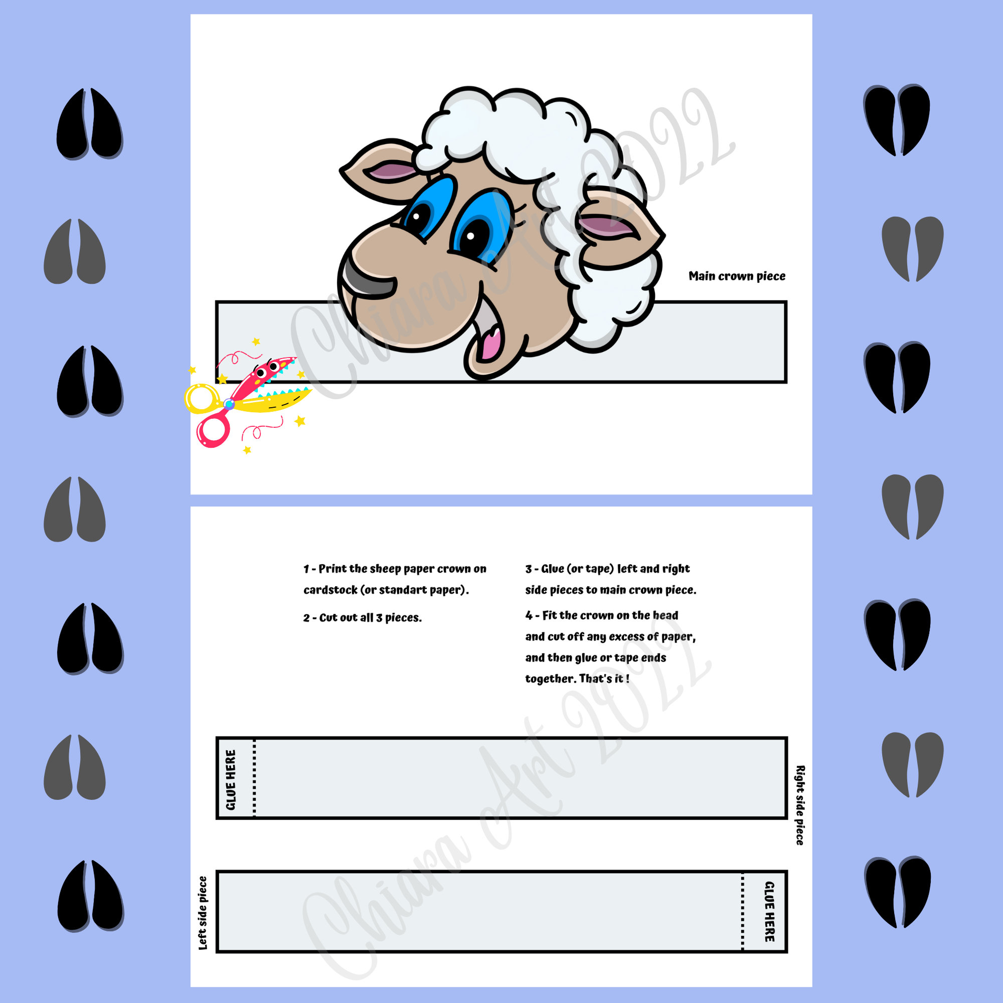 Sheep Paper Crown for Kids Printable, Sheep Party Hat Preschool & Up ...