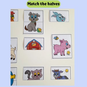 Farm Animal Matching Game Preschool, Farm Activity for Kindergarten ...
