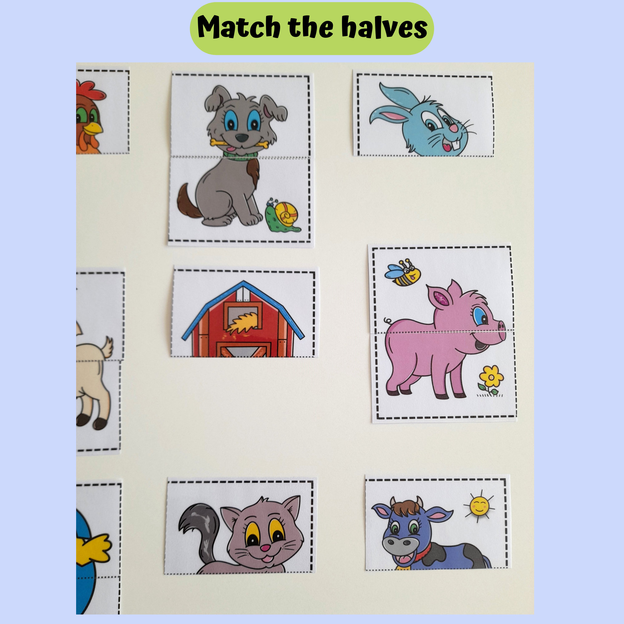 Farm Animal Matching Game Preschool, Farm Activity for Kindergarten ...