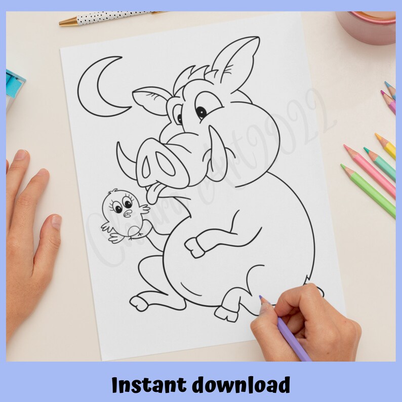 Wild Boar Coloring Pages for Preschool and Up, Wild Boar Easy Coloring ...