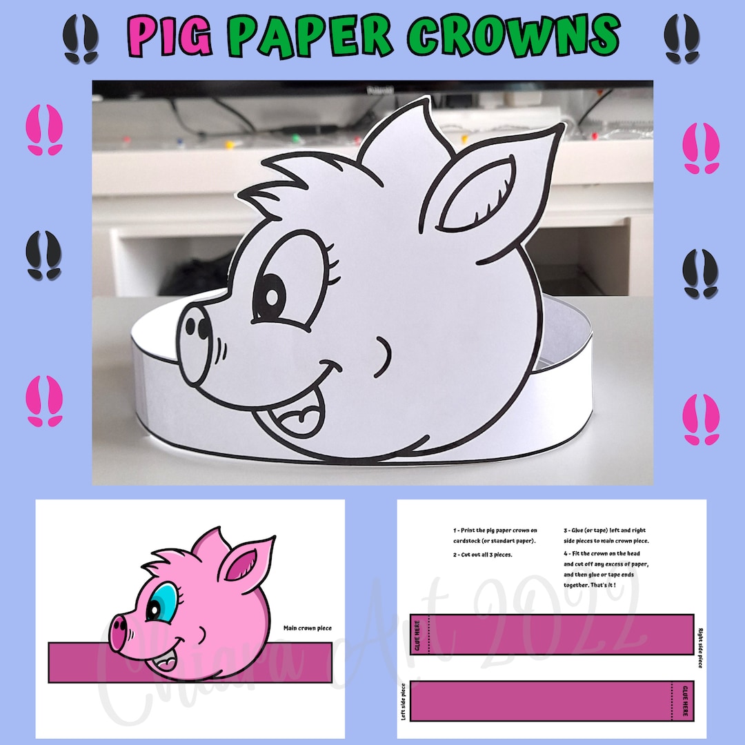 Pig Paper Crown Printable, Happy Pig Headband, Farm Animal Paper Crown ... Pig Paper Crown Printable, Happy Pig Headband, Farm Animal Paper Crown ...