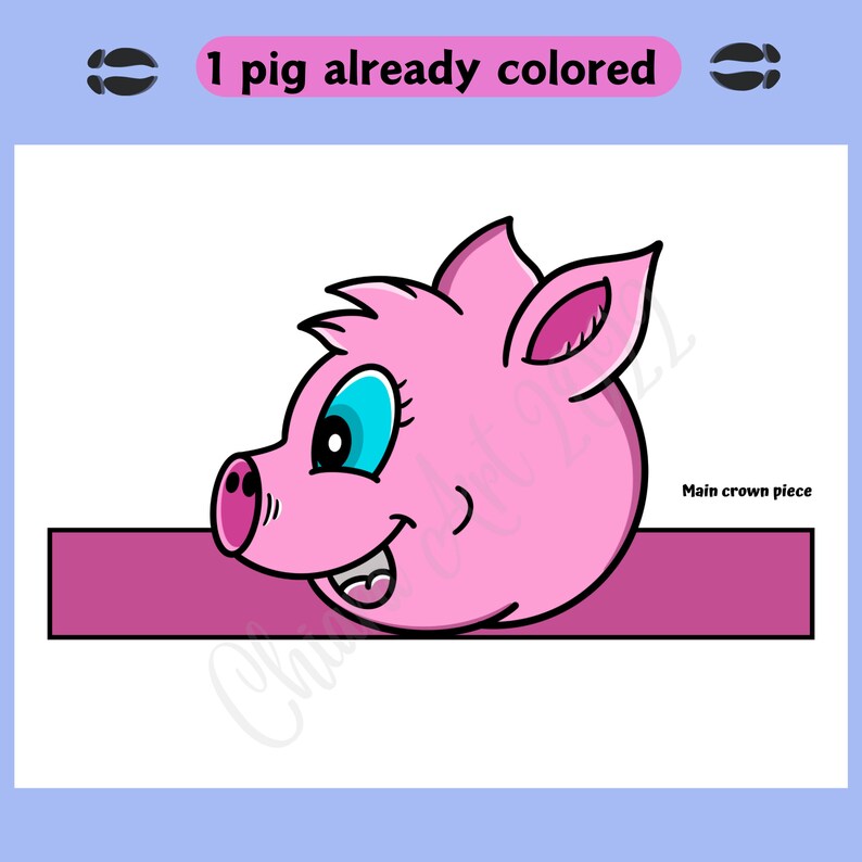 Pig Paper Crown Printable, Happy Pig Headband, Farm Animal Paper Crown ...