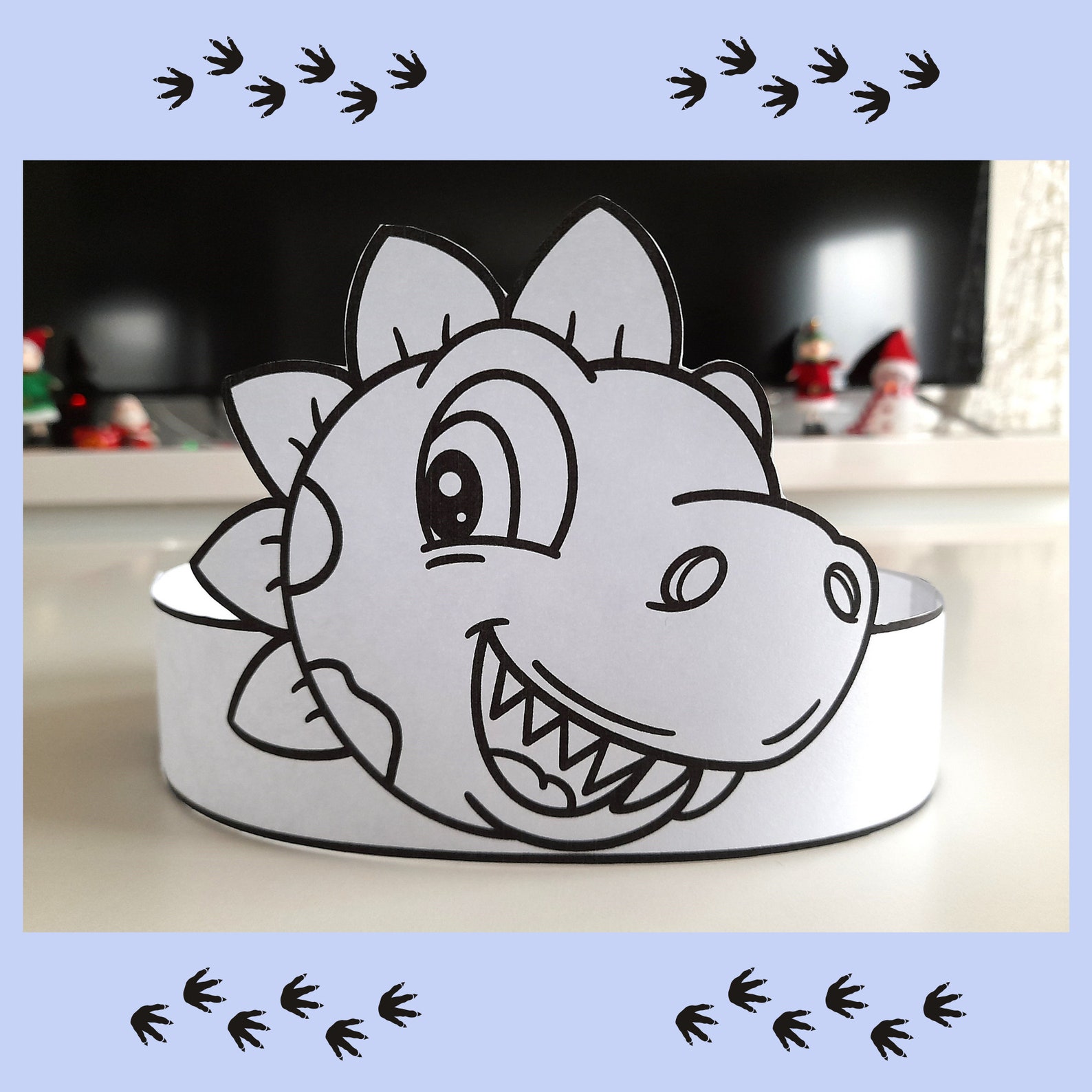 Dinosaur Paper Crown for Kids, Dinosaur Party Hats Printable, Dinosaur ...